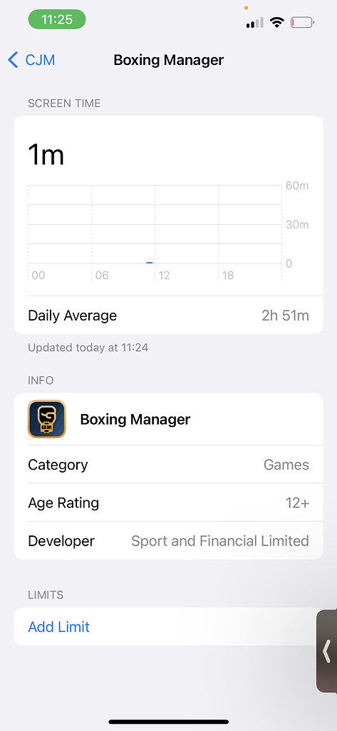 My average screen time on boxing manager - Boxing Manager - Boxing Manager